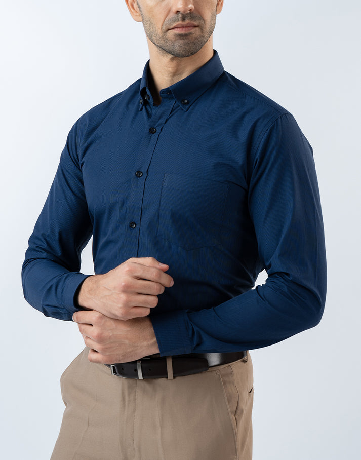 Mens Long Sleeve Dark Blue Micro Check Formal Wear Shirt – Vantage