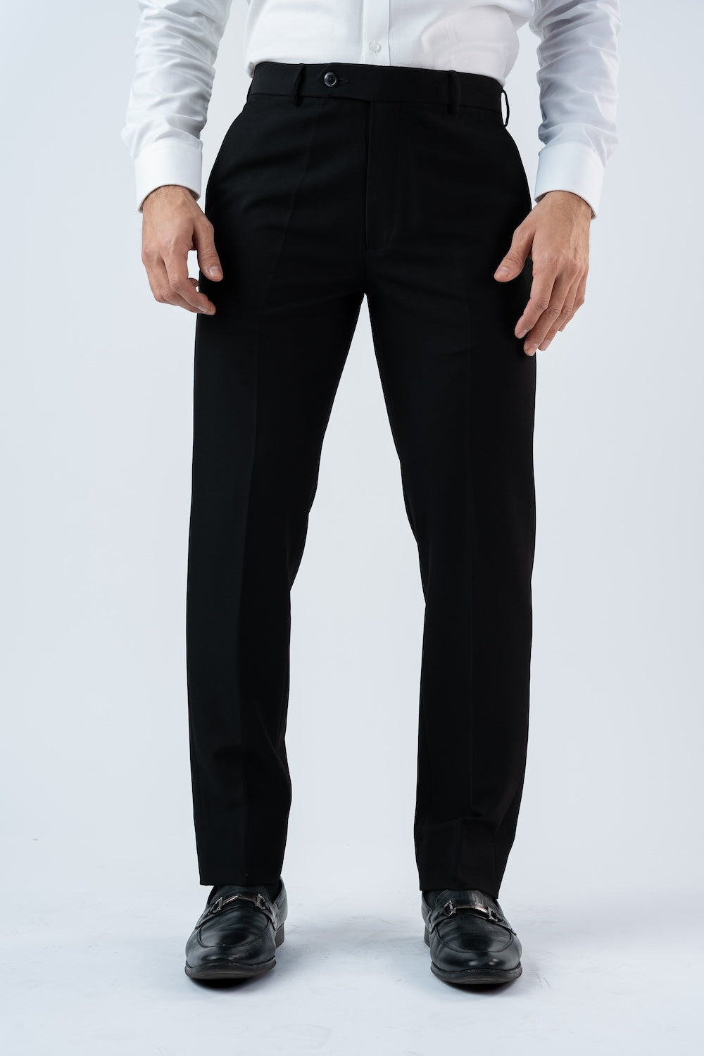Vantage Mens Ultra Slim Fit Black Formal Wear Trouser